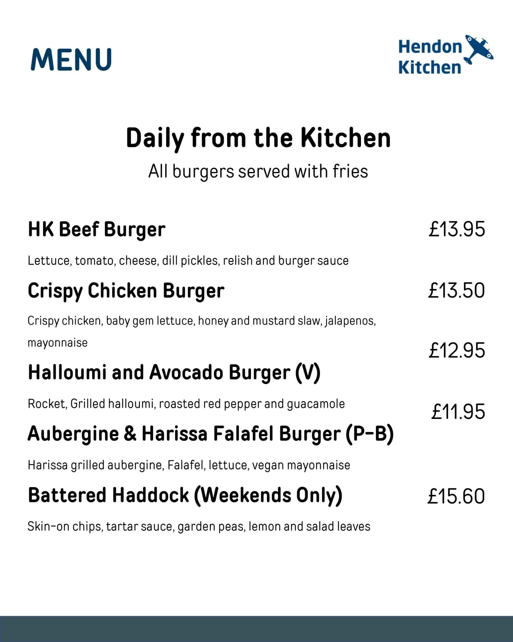 The Hendon Kitchen Menu - RAF Museum